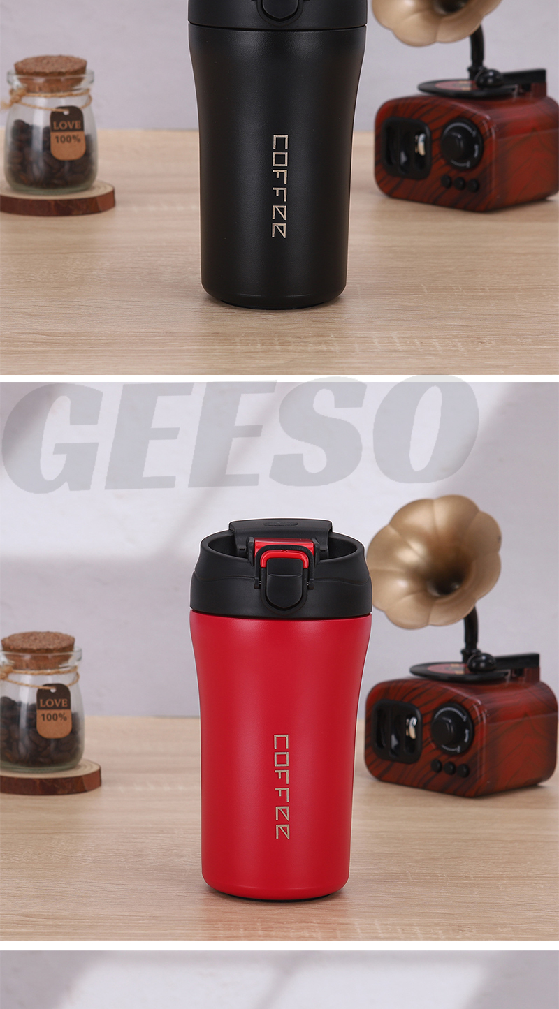 GEESO 2 IN 1 Insulated Tumbler Coffee Mug Thermos Vacuum Hot Flask Cup ...