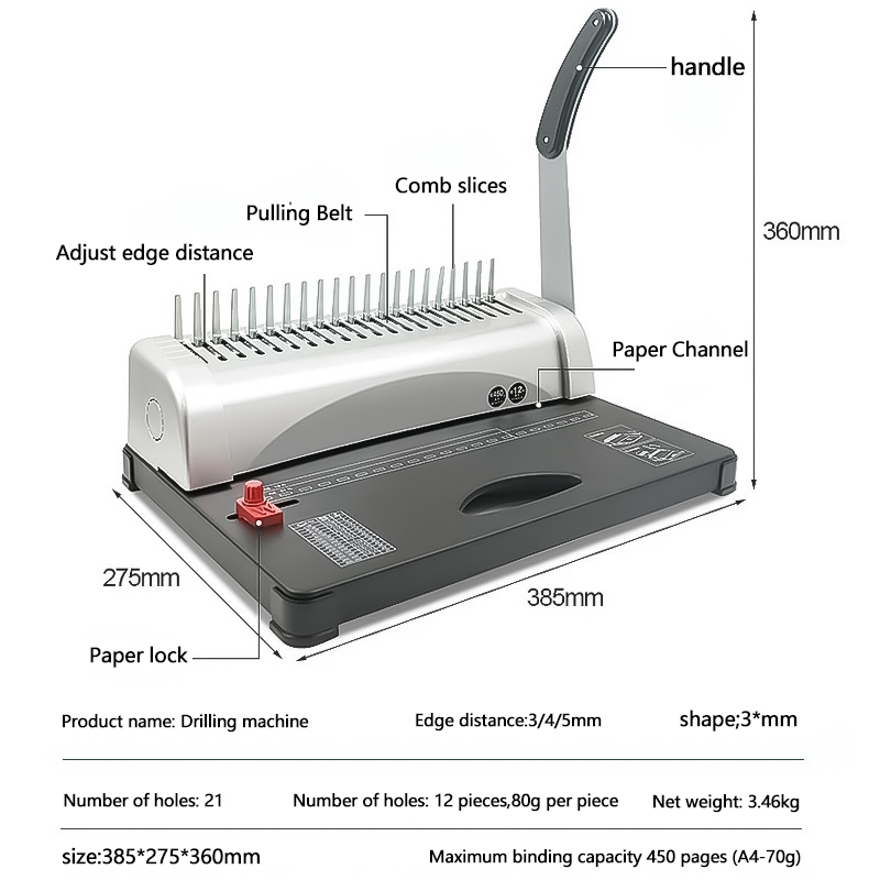 Heavy Duty Comb Binding Machine A4 Paper Puncher Binding Machine Office ...