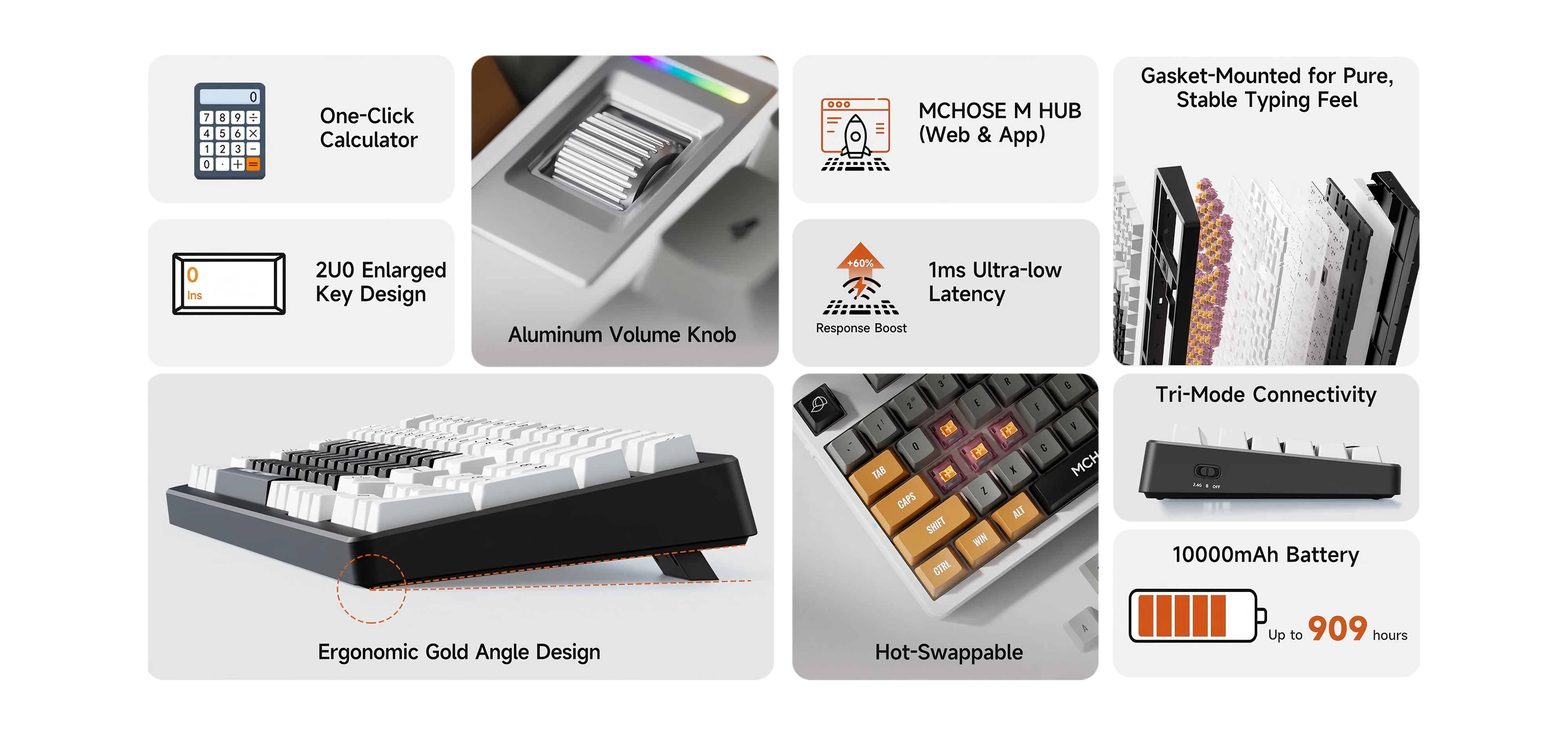 MCHOSE x Unbox Therapy UT98 Mechanical Keyboard Tri-Mode RGB 98% Layout ...