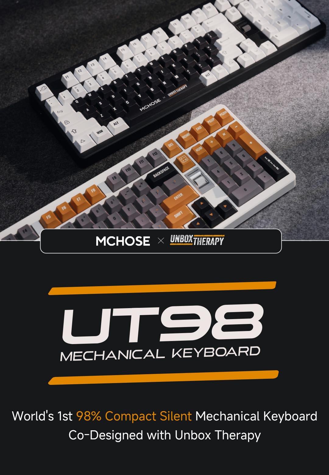 MCHOSE x Unbox Therapy UT98 Mechanical Keyboard Tri-Mode RGB 98% Layout ...