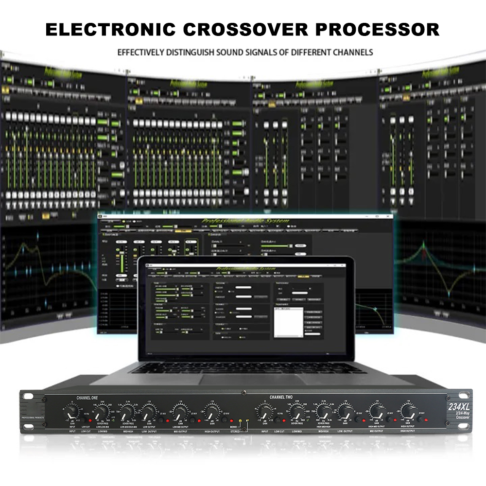 BOMGE 234XL electronic crossover, professional stereo 2/3-way mono 4 ...