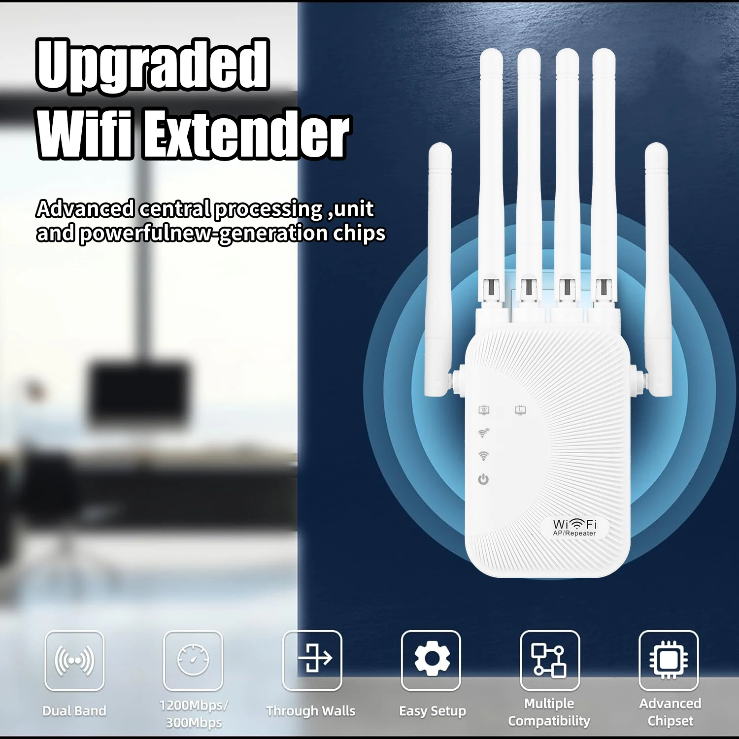 300/1200Mbps Wifi Amplifier Dual band 2.4G 5G Repeater Network Expander ...