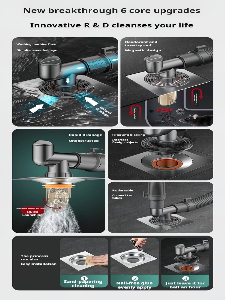 Drain pipe floor drain connector, drain pipe anti-odor and anti ...