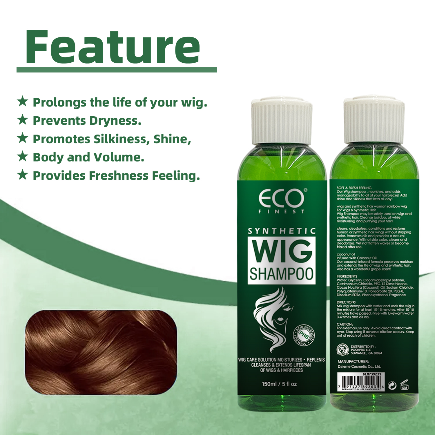 Wig Shampoo & Moisturizing Spray Set, cleanses and cares, extends wig ...