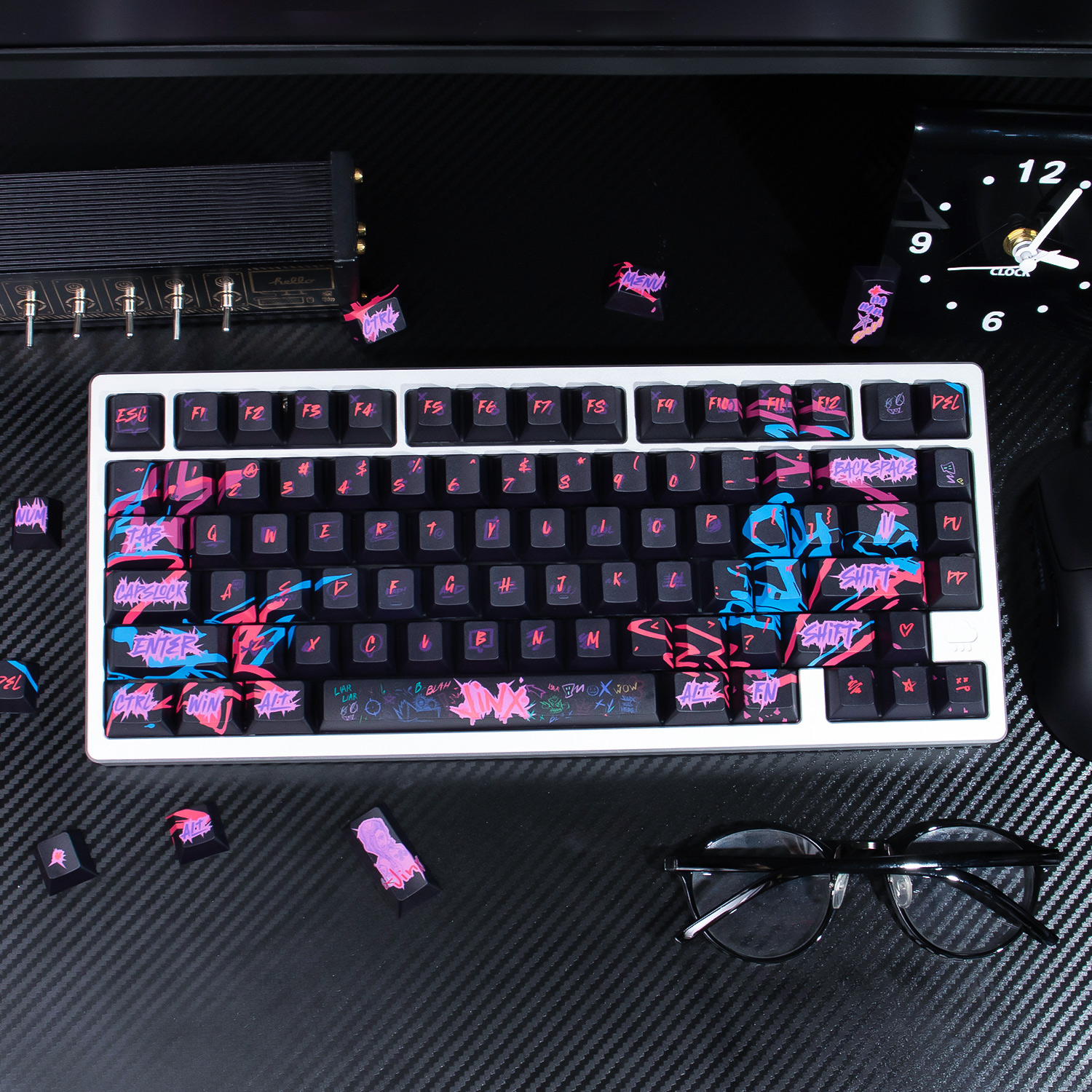 Jinx Keycaps Black Cyberpunk PBT Cherry profile Keycap set fot ...