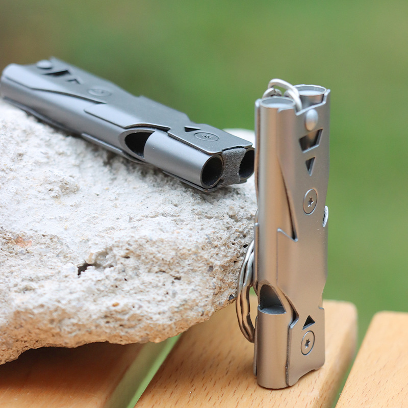 Double-tube Sonic Survival Whistle Outdoor Rescue Whistle Stainless ...