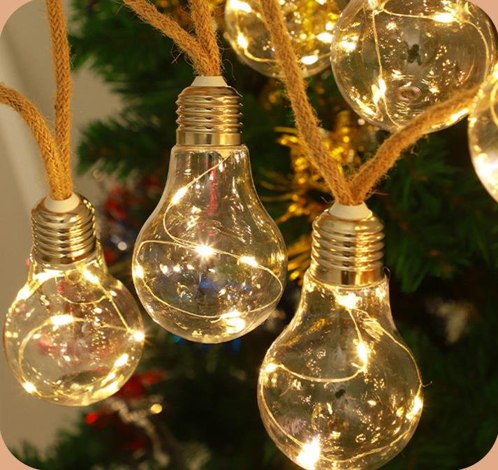 Solar Hemp Rope Ball Bulb String Lights led Retro Lights Outdoor ...
