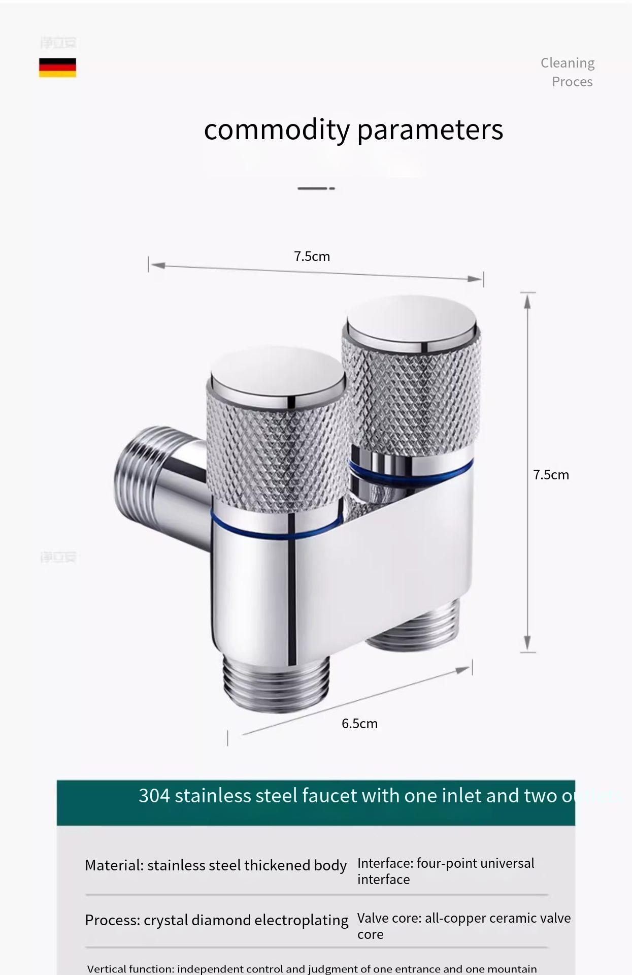 🔥MY stock🔥Angle valve dual outlet faucet, one in and two out angle ...