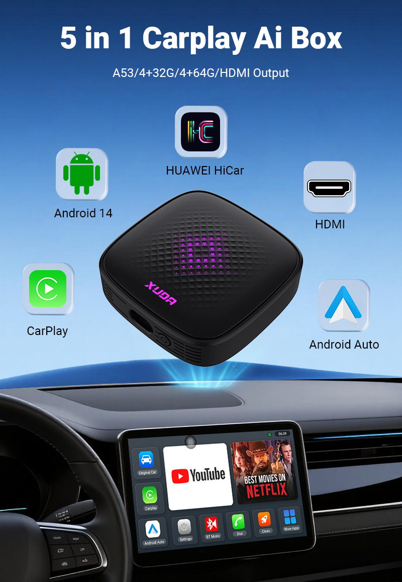 New Wireless CarPlay Android Auto Ai Box Android 14 3In1+HDM|+Hai ...