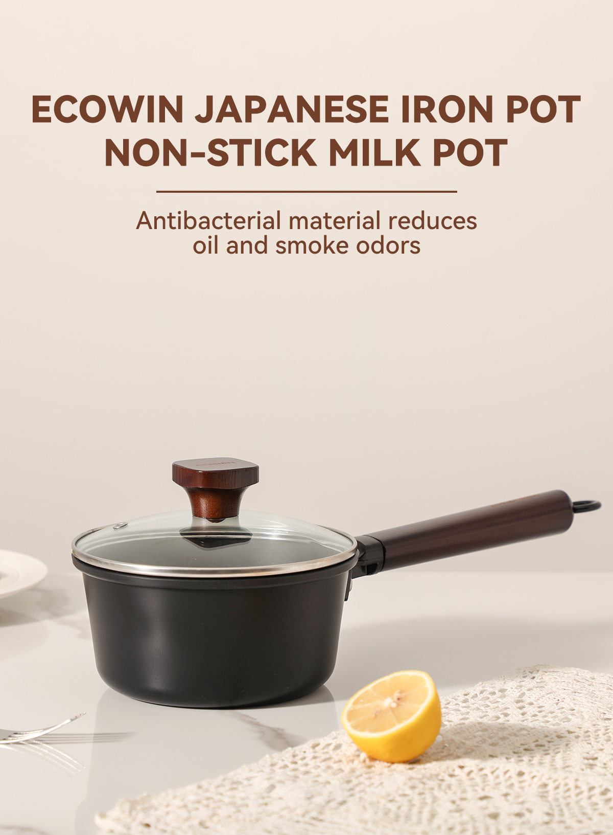 Ecowin cookware pure iron milk pot 16cm kuali non-stick pot periuk ...