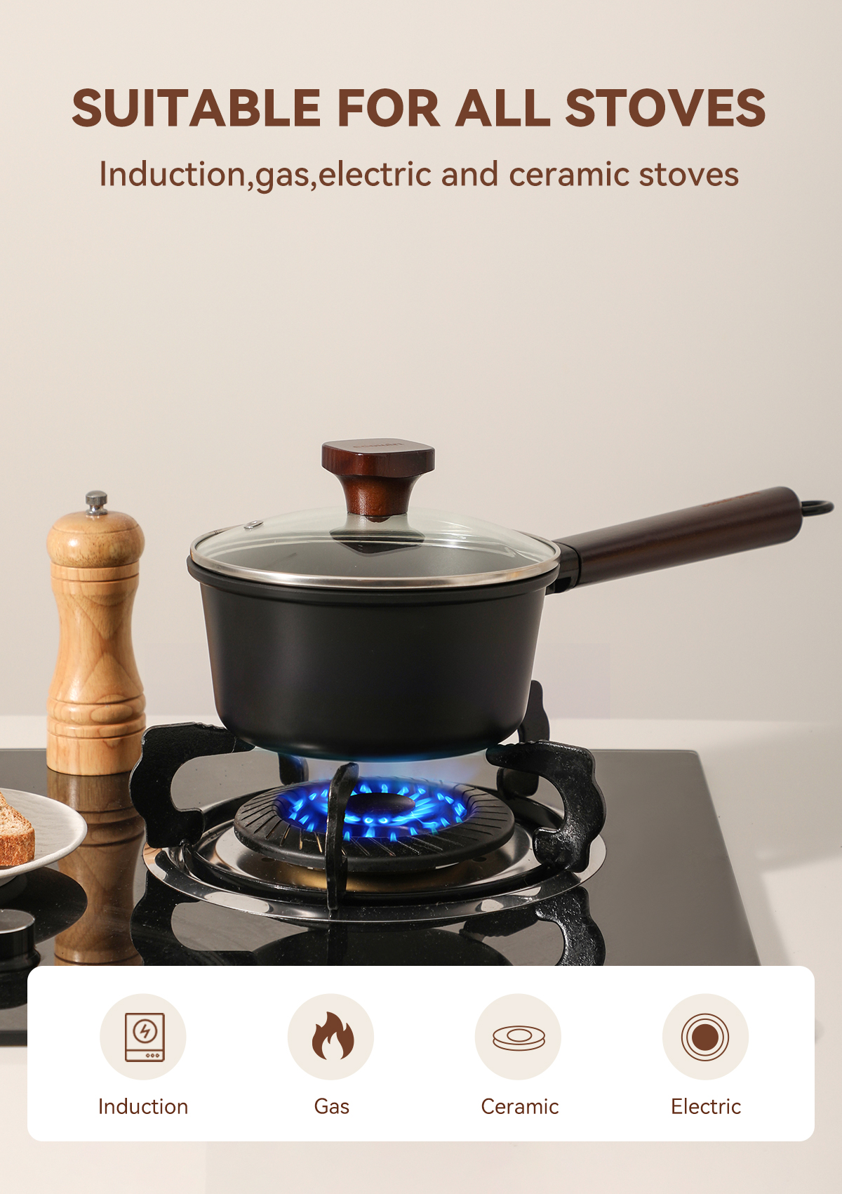 Ecowin cookware pure iron milk pot 16cm kuali non-stick pot periuk ...