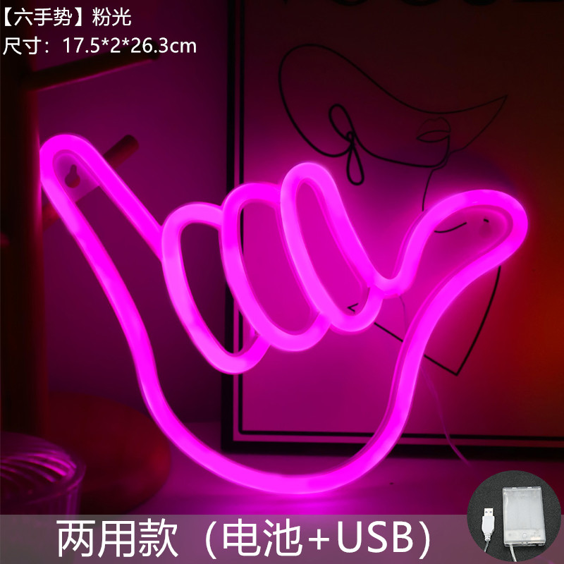 666 Gesture Light OK Neon Logo Interior Decoration Light Window Bar ...