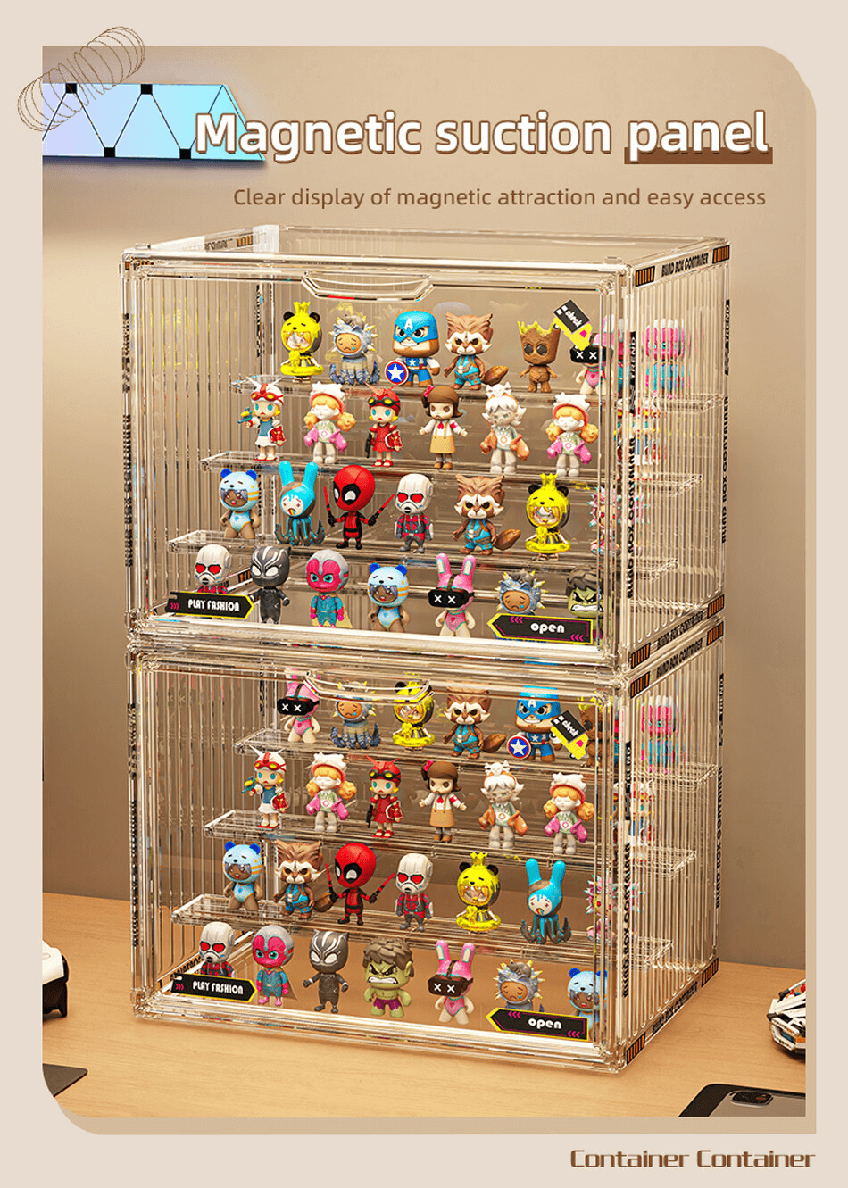 Acrylic Display Box Large PopMart Kotak Cabinet 4 Rack Doll Lego Blind ...