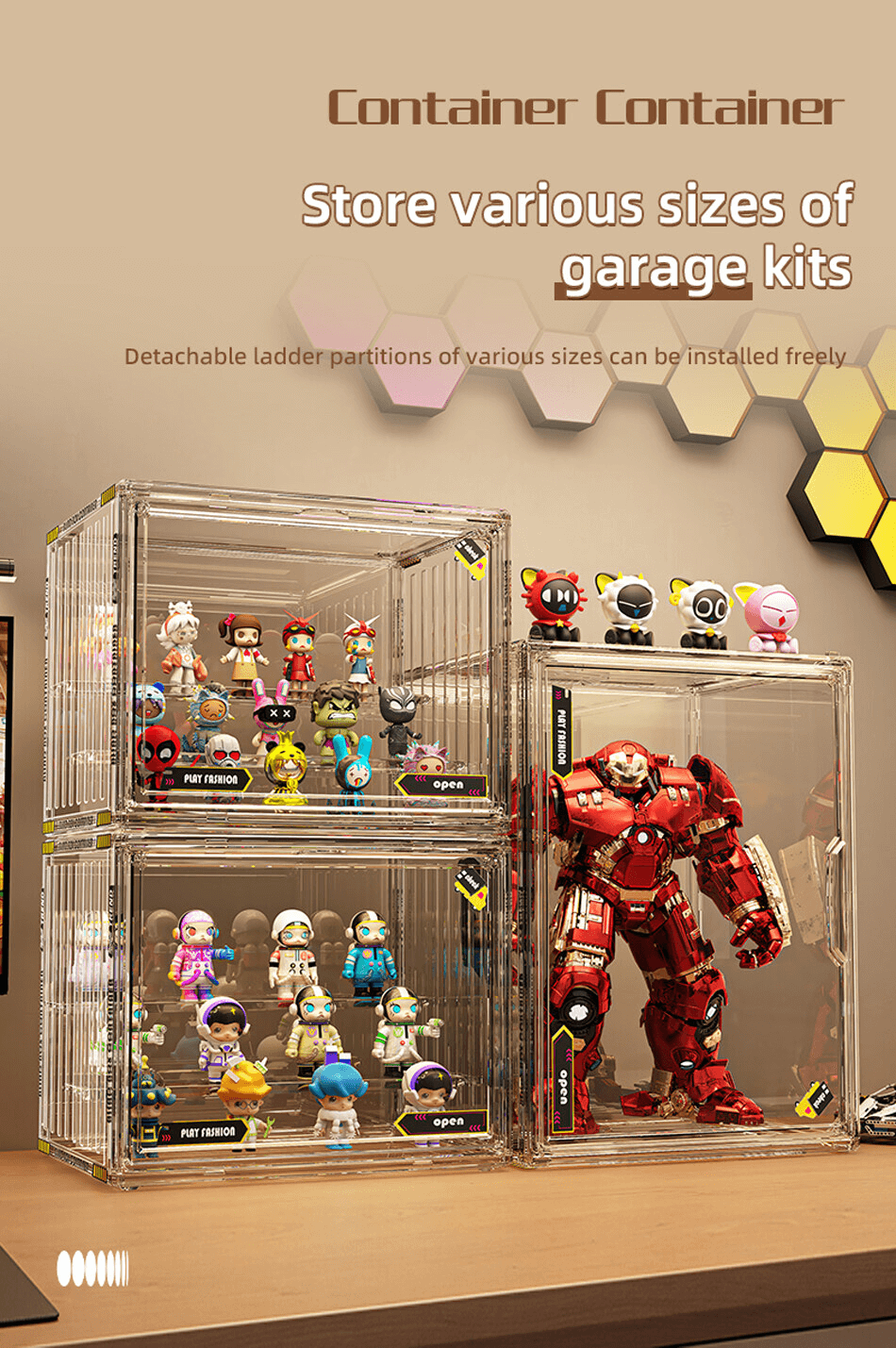Acrylic Display Box Large PopMart Kotak Cabinet 4 Rack Doll Lego Blind ...