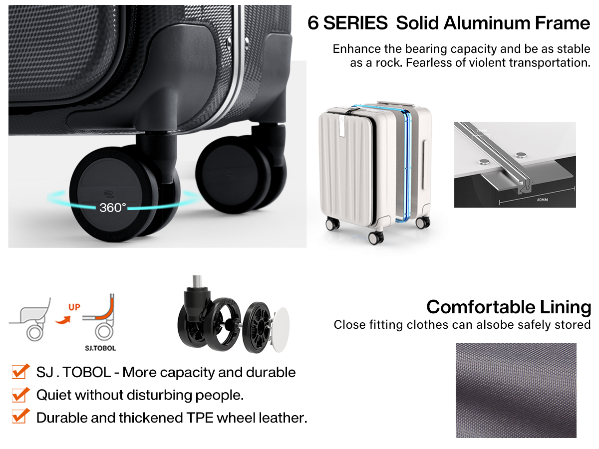 Hanke Japanese Design Front Open Luggage with Laptop Compartment Anti ...