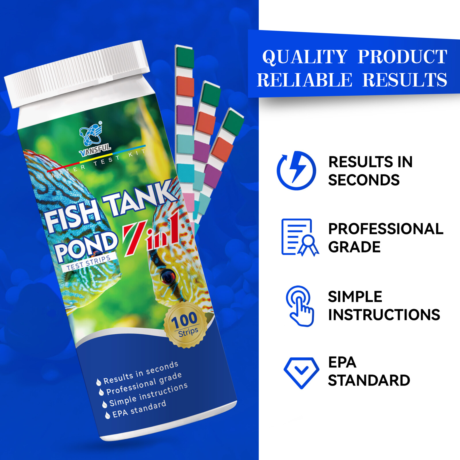 100pcs 7 in 1 Aquarium Tropical Fish test Strips for Freshwater Fish ...