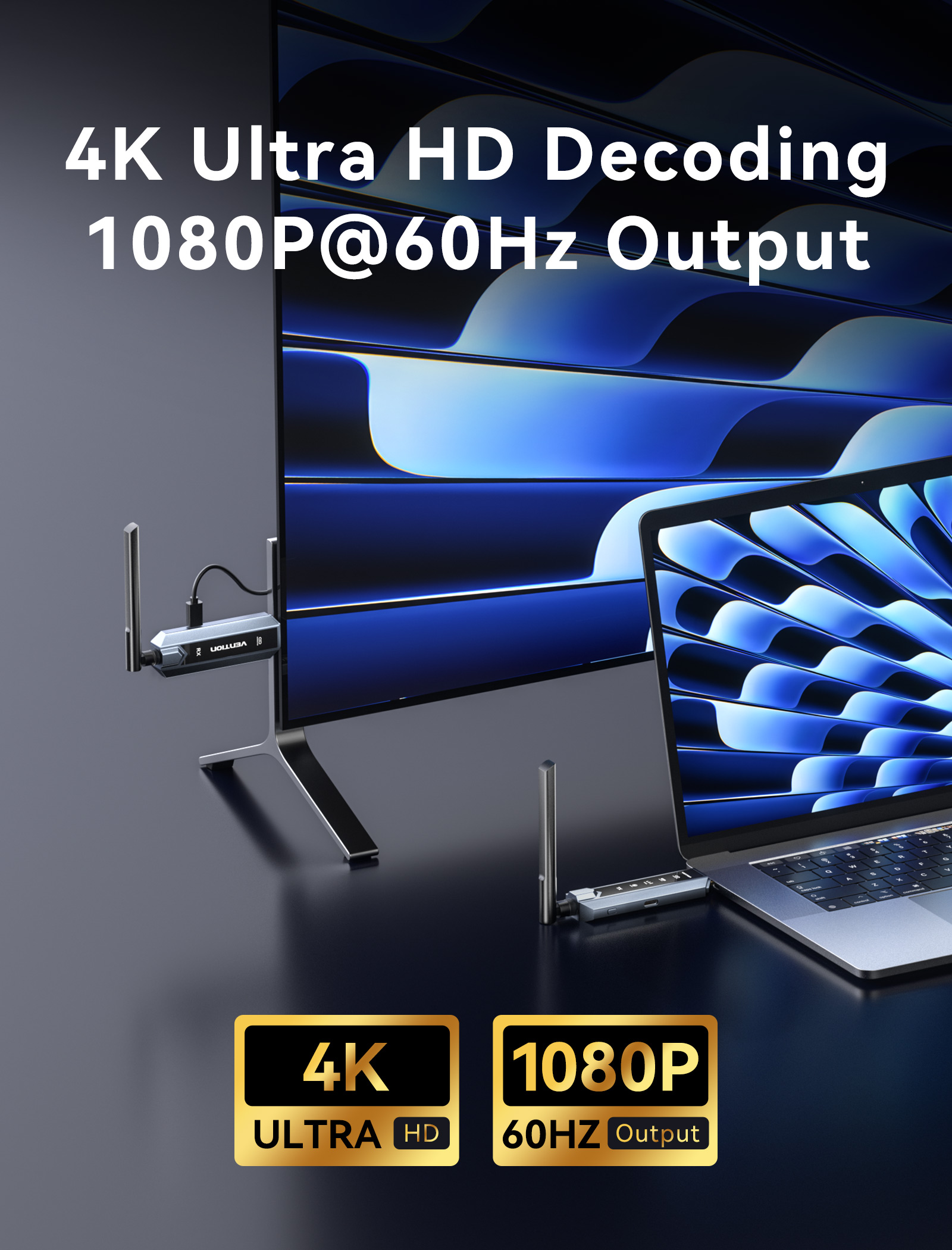 Vention 4K Wireless HDMI Extender Kit 200M/657(ft) 5GHz Wifi 1 ...