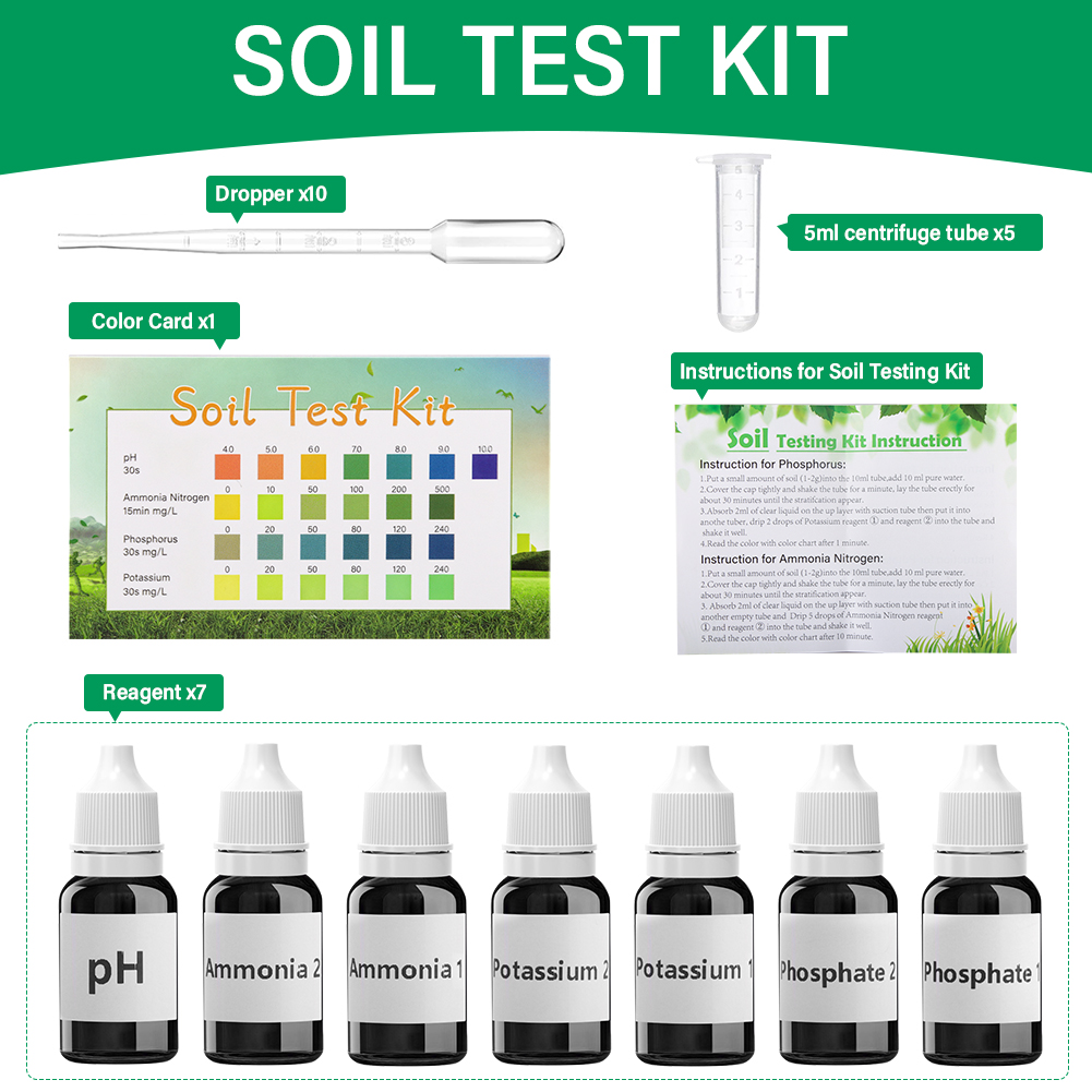 Upgraded Soil Testing Kit -7 Bottles Soil tester PH Meter Ammonia ...