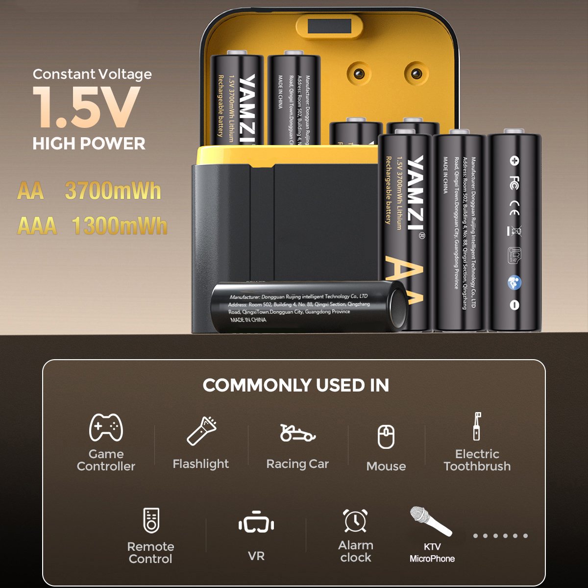 1.5V AA Rechargeable Battery And AAA Lithium Battery With Charging ...