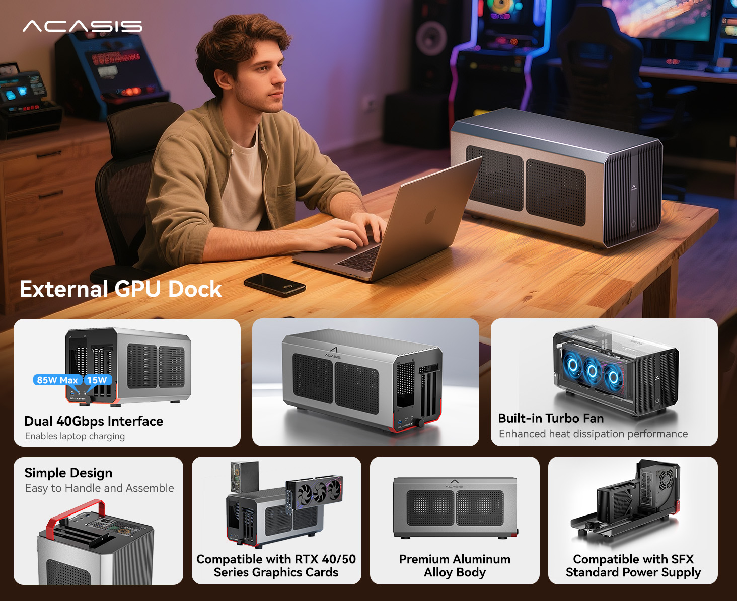 ACASIS 40Gbps USB4 Graphics card dock station Compatible with ...