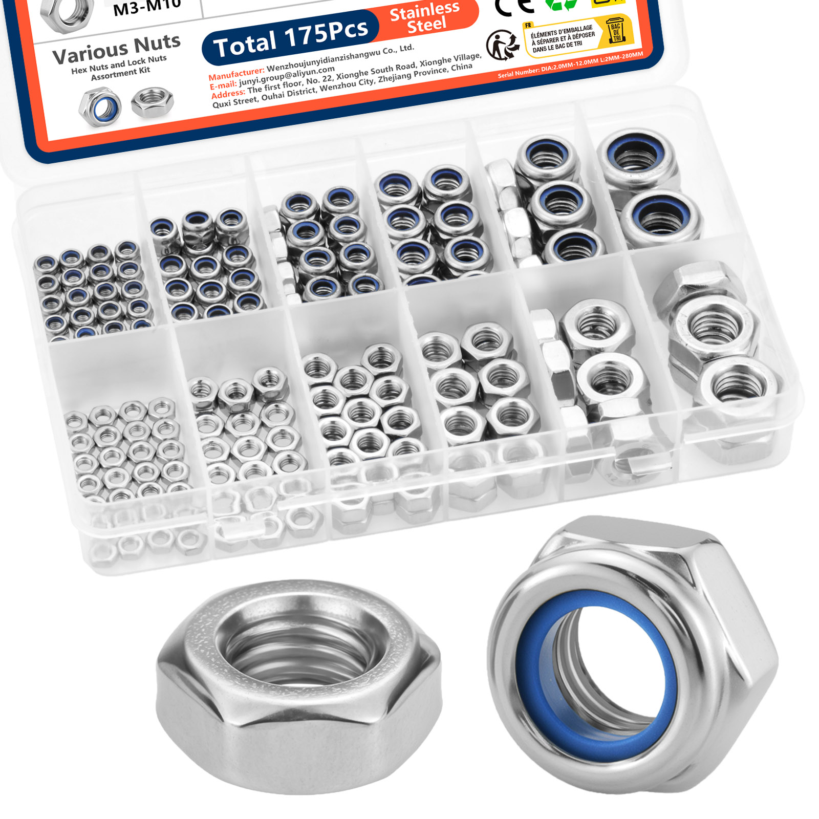 SANJODS Stainless Steel Metric Hardware Fastener Kit Locknuts And Hex ...