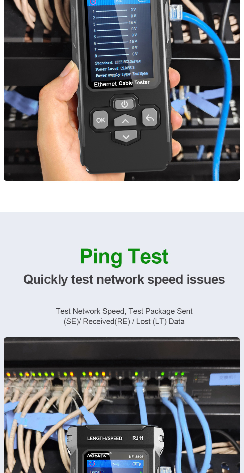 NOYAFA NF-8506 Network Cable Tester Supports PING test/IP scan/network ...
