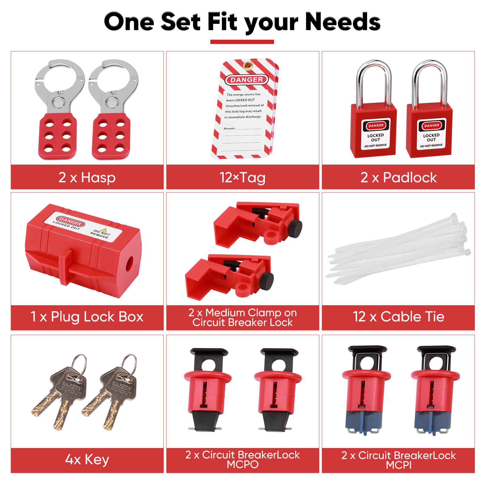【Local delivery】Lock Off Kit For Electricians,Safety Lockout Padlock ...