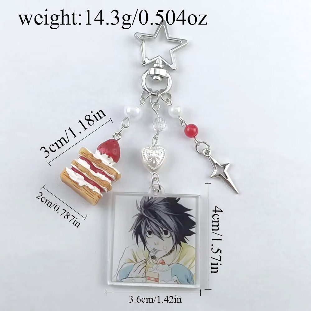 Handmade Anime Death Note L Lawliet Cake Beaded Keychain Bag Charms ...