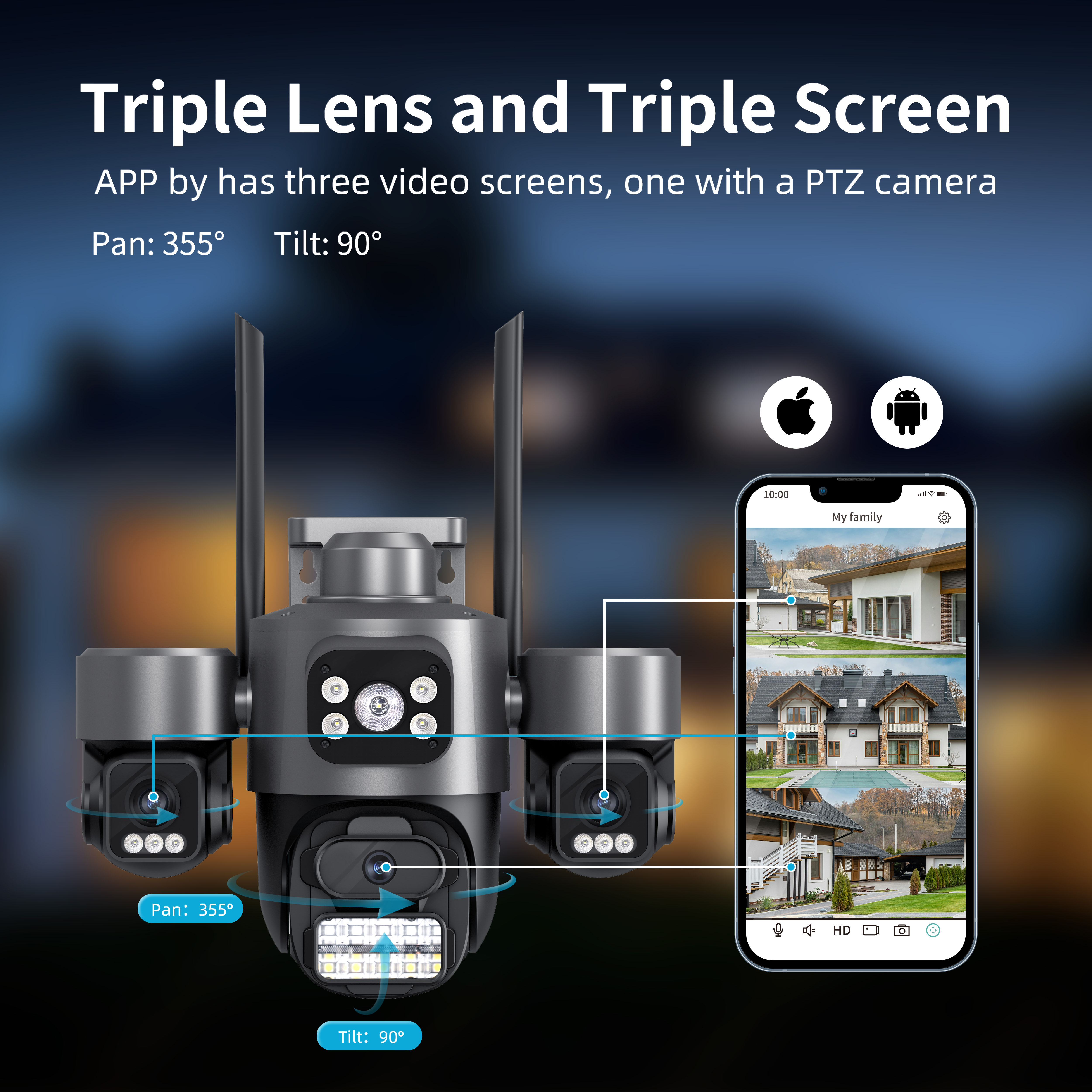 (ICSEE) LLSEE three lens 6K 10x zoom 12MP waterproof outdoor CCTV ...
