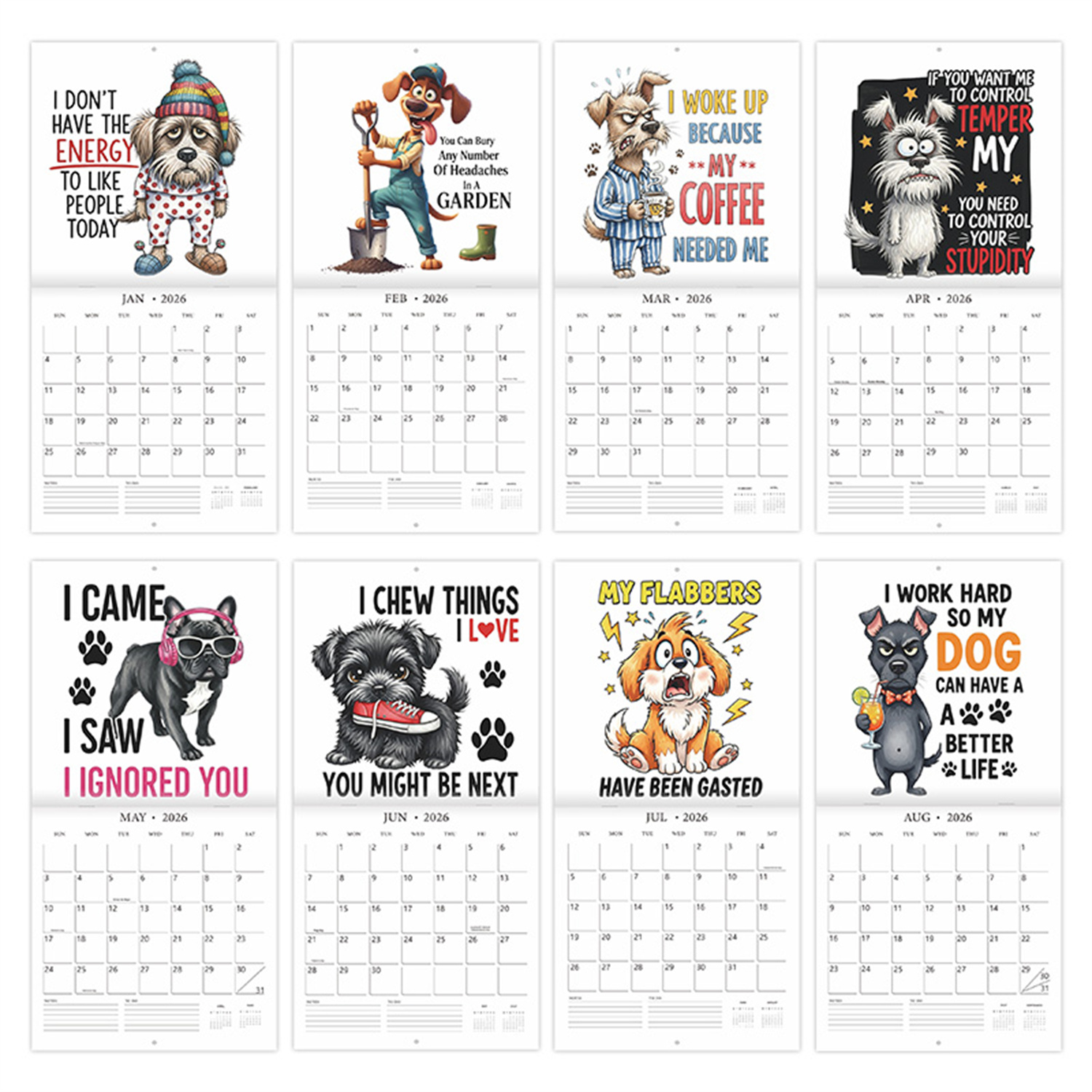 Natural Animal Art Calendar 2026: Sarcastic Dog Calendar - Home Wall ...