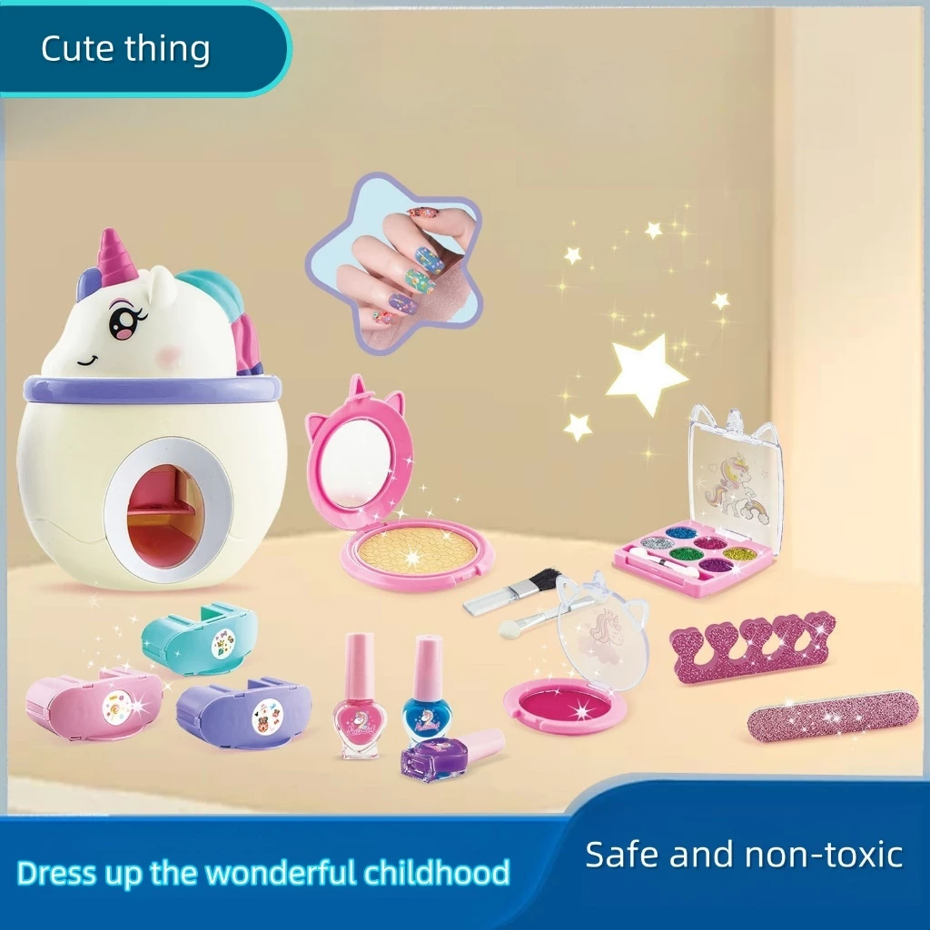 Non-Toxic Kids Makeup Kit for Girls, Nail Polish & Dress Up Play Set ...
