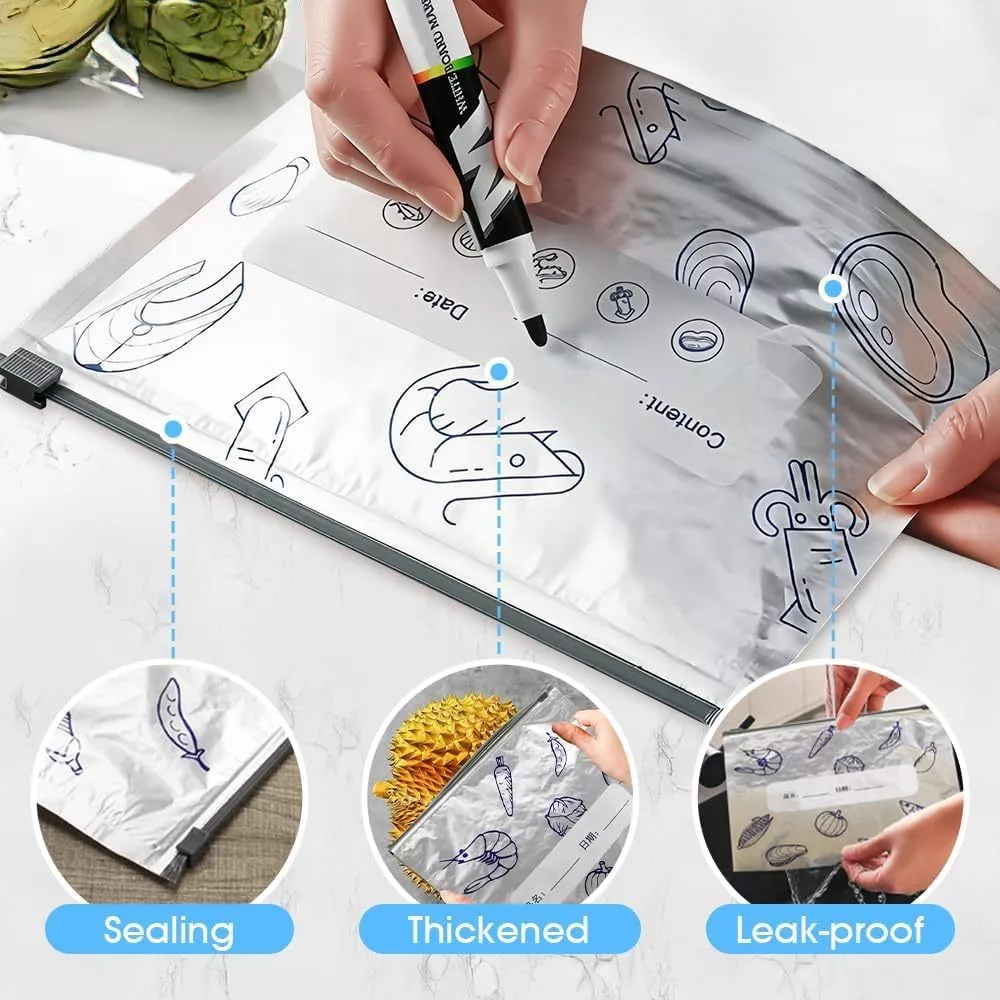 (READ)10PCS Reusable Aluminum Foil Storage Bags - Stand-Up Design with ...
