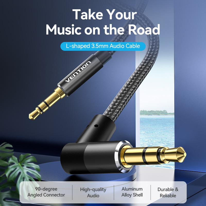 Vention 3.5mm Audio Cable with 90-Degree Plug, Nylon Braided Hi-Fi ...