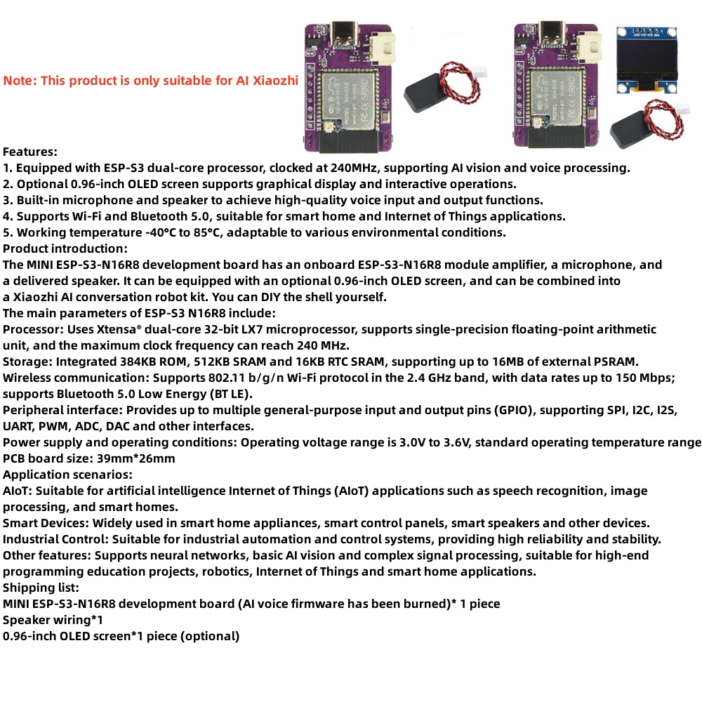 DIYMORE MINI ESP32-S3-N16R8 Development Board Xiaozhi Ai Voice Dialogue ...
