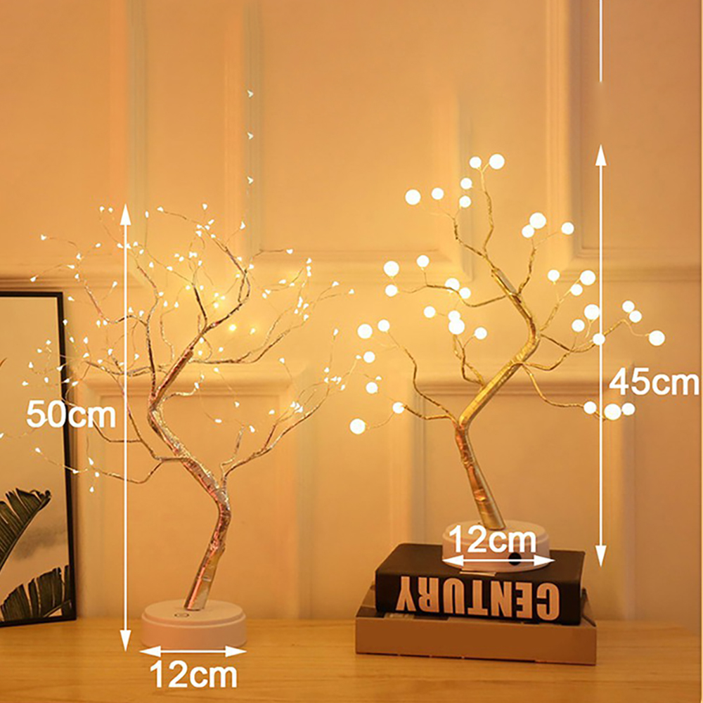 36/108 LED Fairy Tree Night Light DIY Table Desk Lamp Battery USB Home ...