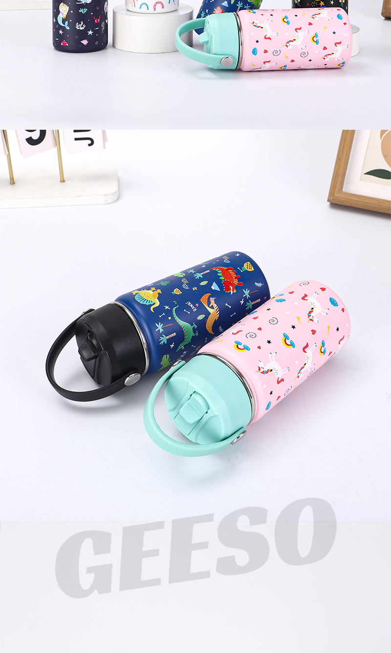 GEESO Cartoon Kids Tumbler KidsThermos Cup with Straw 304 Stainless ...