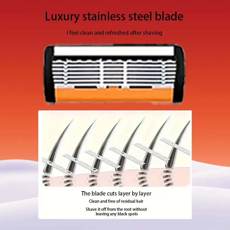 Classic Hip-Hop Handle Shaver 6-Layer Safety Razor, ideal for men's ...