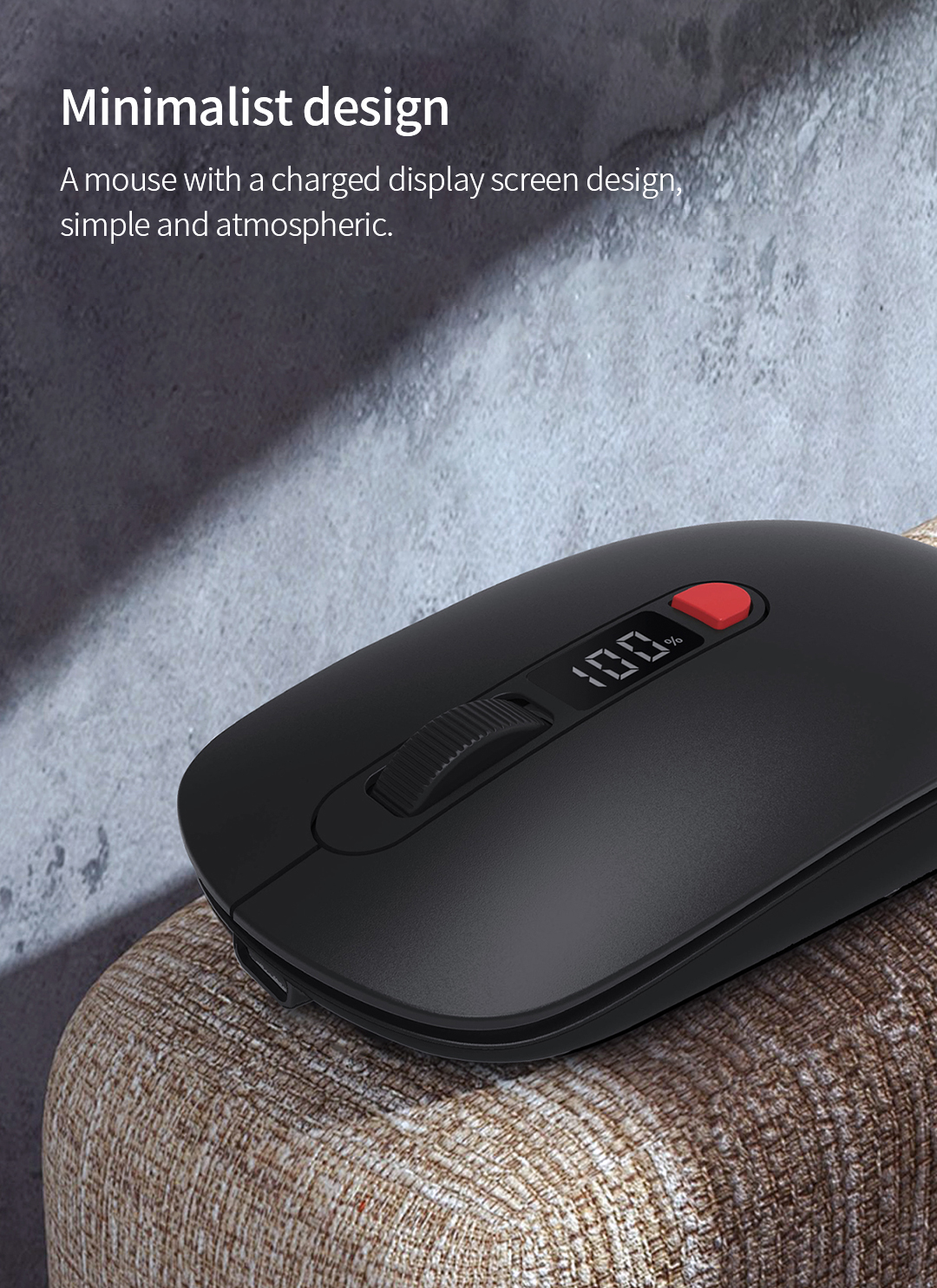 Acer OMR060 Wireless Mouse 2.4GHz & Bluetooth Connections Digital Display Screen 4 DPI ...