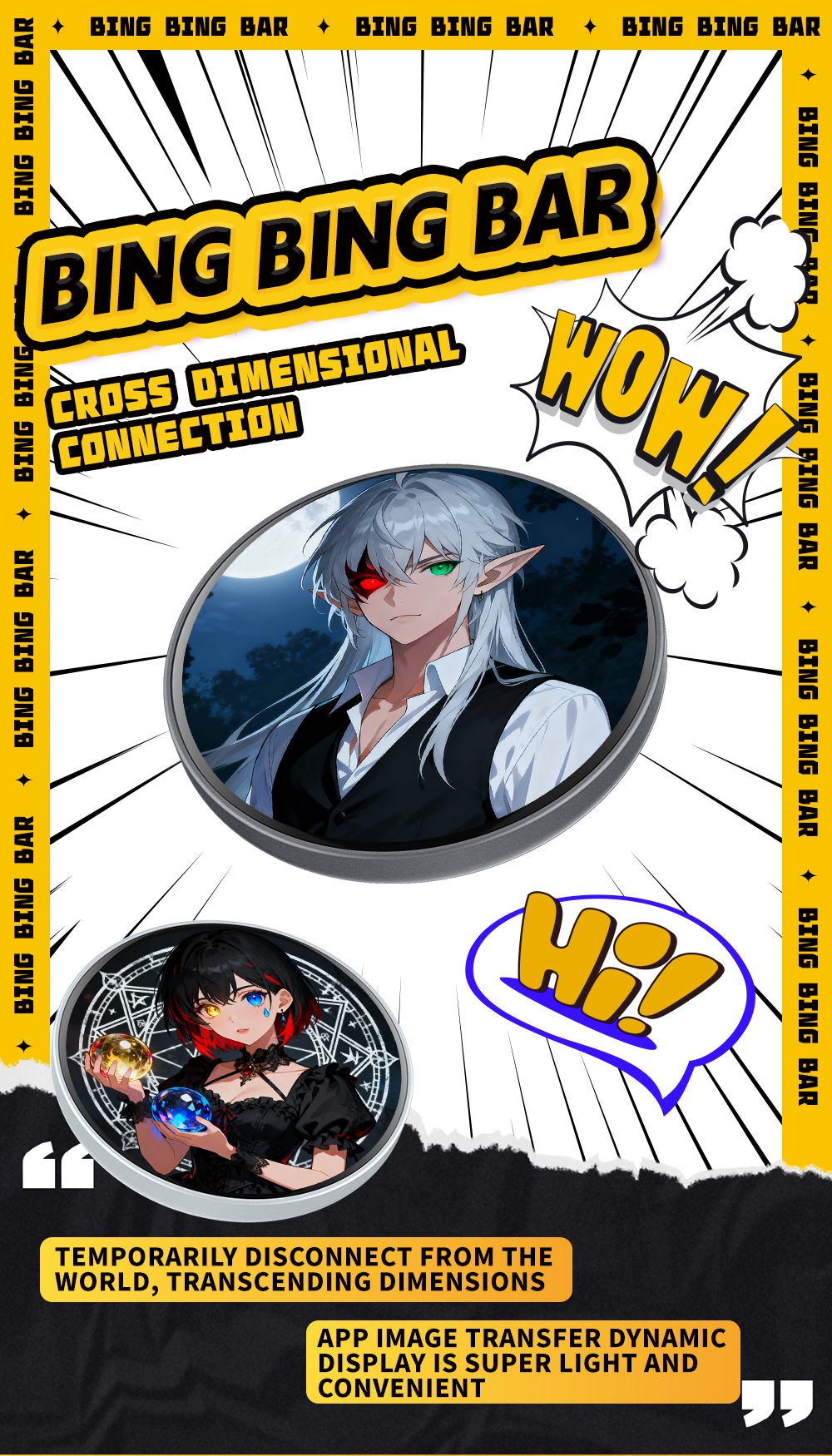 DIY Anime Digital Badge, App-Programmable Round Display Pin with ...