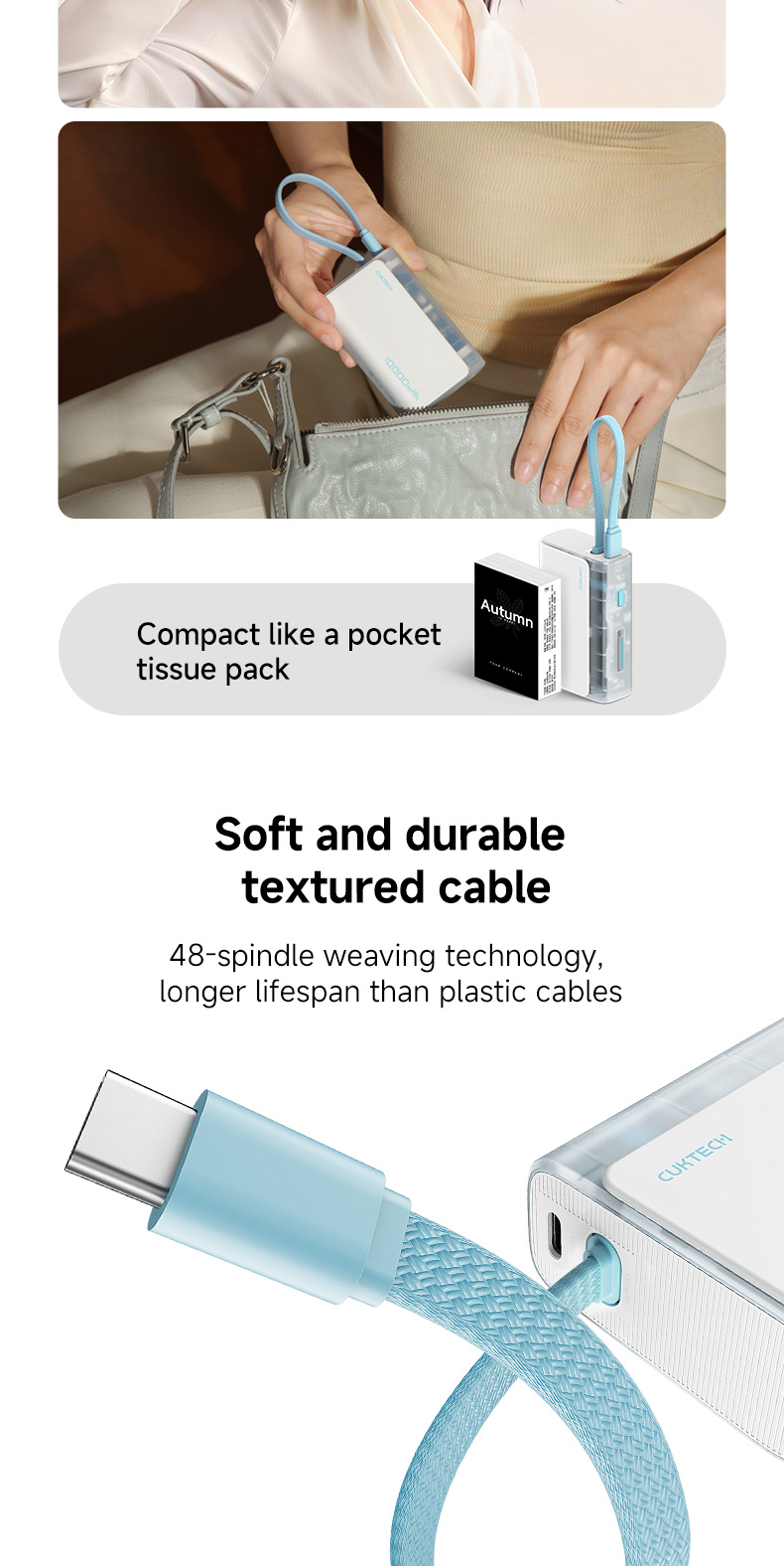 【3C Certification】CUKTECH 10000mAh Mini Powerbank 30W Max Fast Charging ...