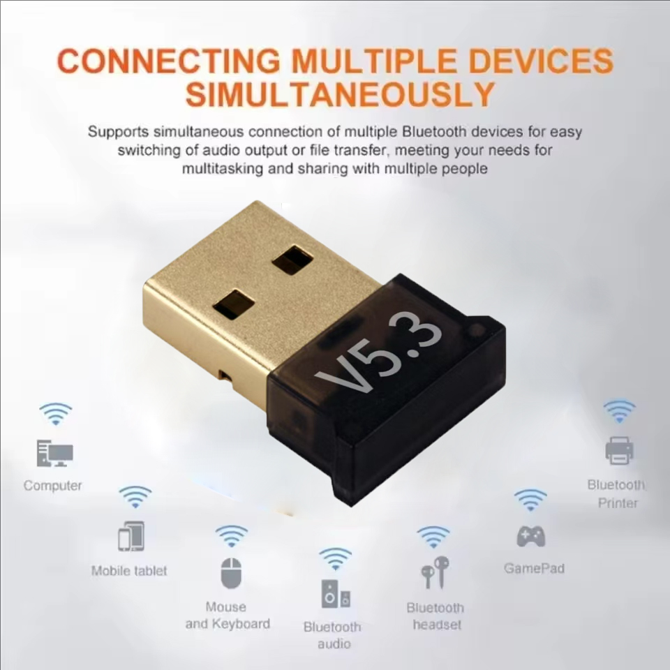 USB Bluetooth 5.3 adapter for laptop audio computer wireless ...