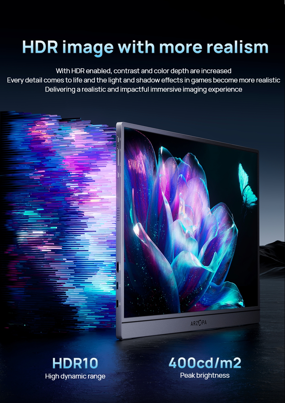 ARZOPA 16.1'' 180Hz Portable Monitor-Z3FC Gray, 107% sRGB 2.5K ...