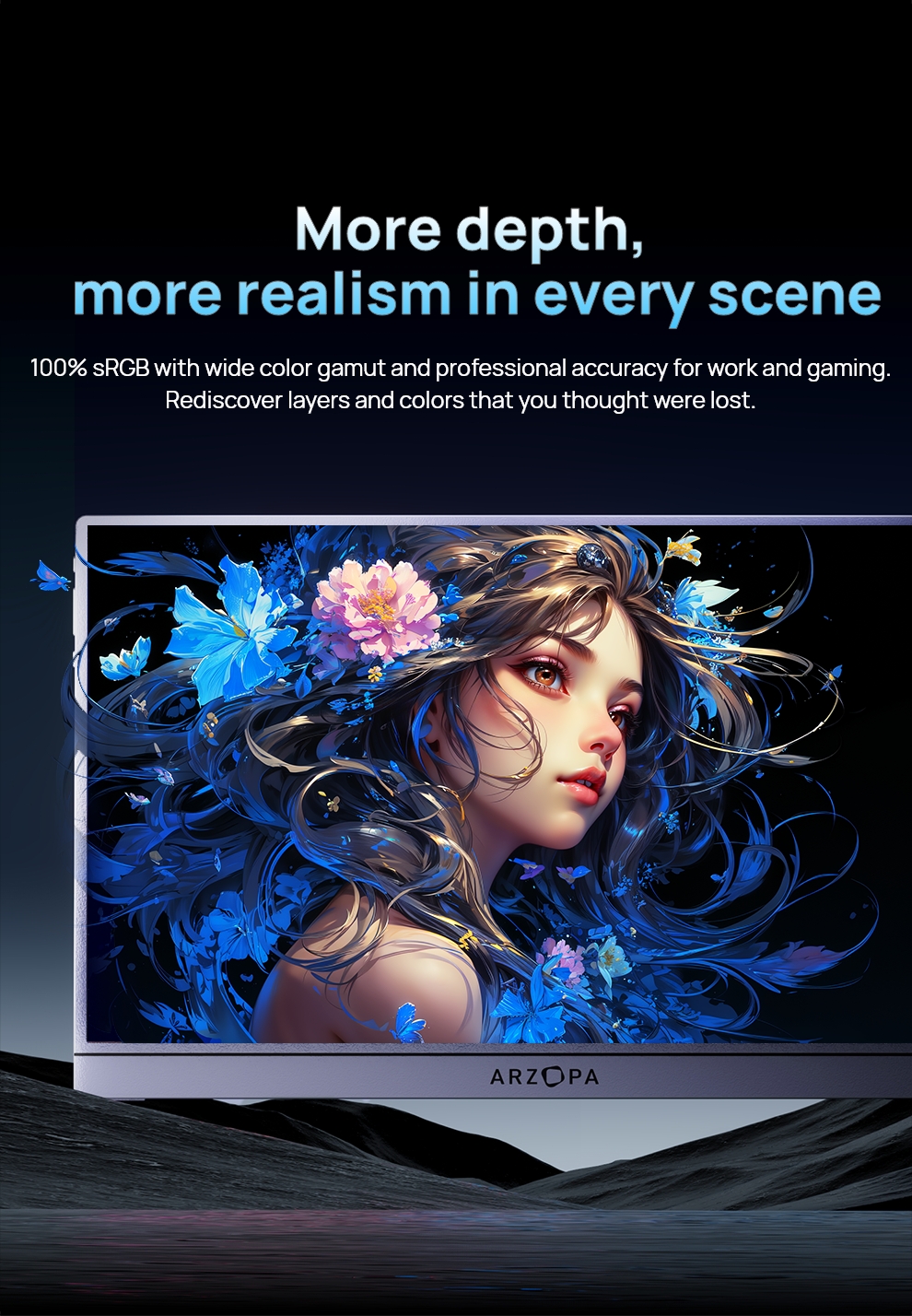 ARZOPA 16.1'' 180Hz Portable Monitor-Z3FC Gray, 107% sRGB 2.5K ...
