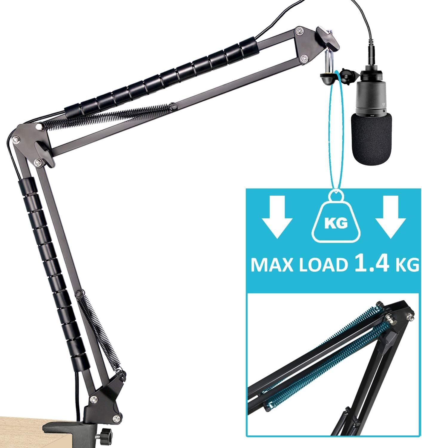 AT2020 Mic Boom Arm Stand with Pop Filter, Compatible with Audio ...