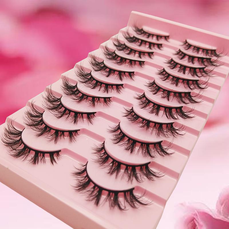 10 Pairs Winged Lashes, 0.31-0.47 Inch One-Piece Natural Curl, Mango ...