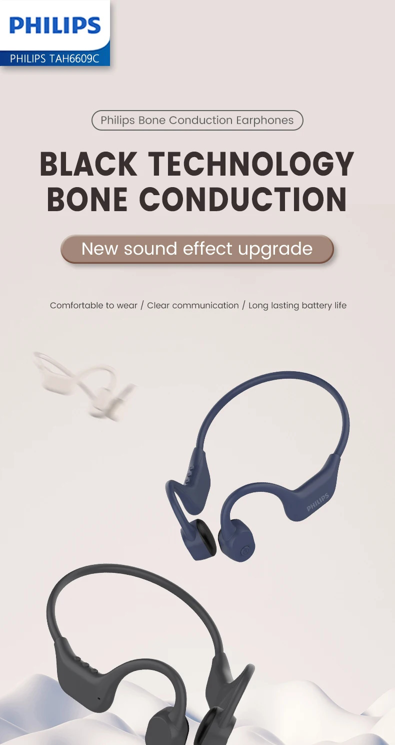 Philips TAH6609C Bluetooth Bone Conduction Headphones Open-Ear Sport ...