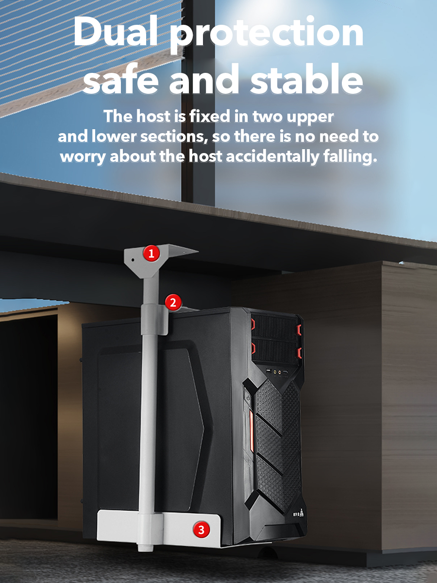 【2 Color】Under Desk PC Case Holder | Wall Side Computer CPU Hanging ...