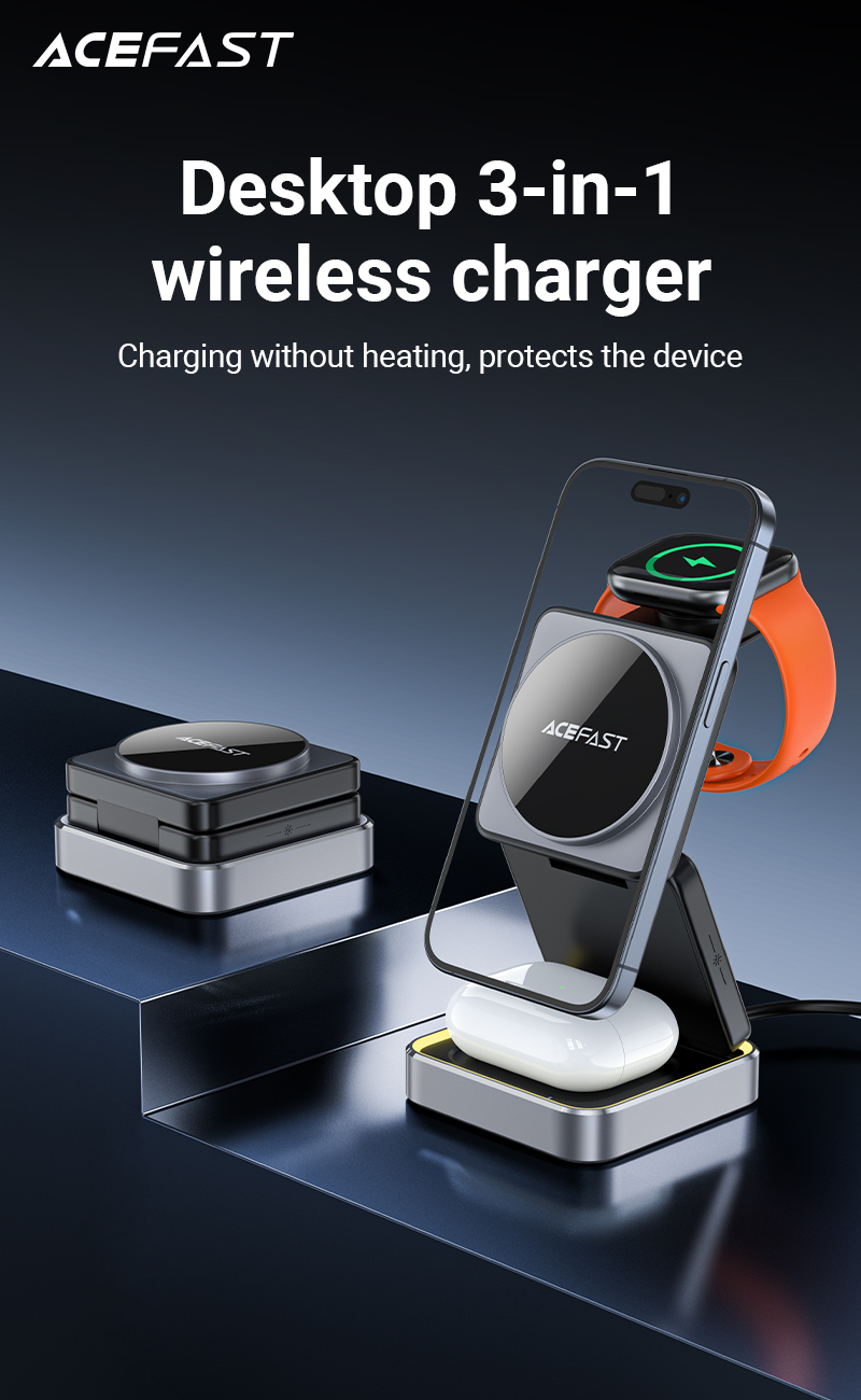 ACEFAST E20 desktop 3-in-1 Wireless Charging Holder for Phone 16 15 14 ...