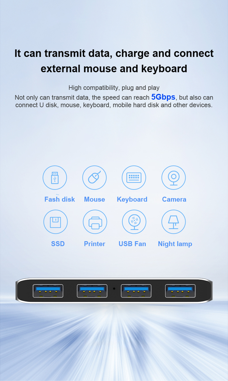 Type C Hub Docking 5Gbps Hight Speed Data Multi USB Port Expander USB C ...