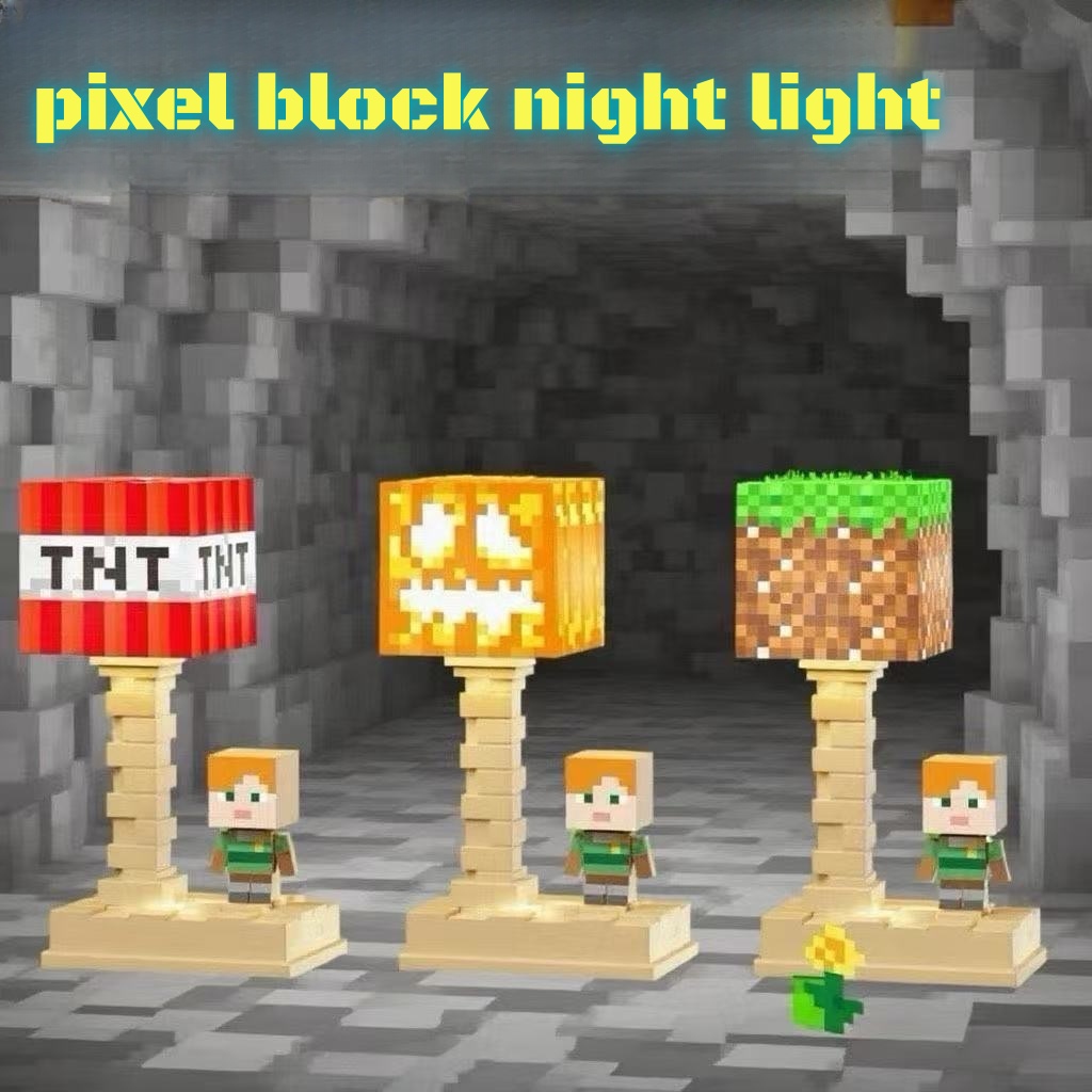 Minecraft night light Pixel-style Creeper TNT Lamp TOY Rechargeable ...